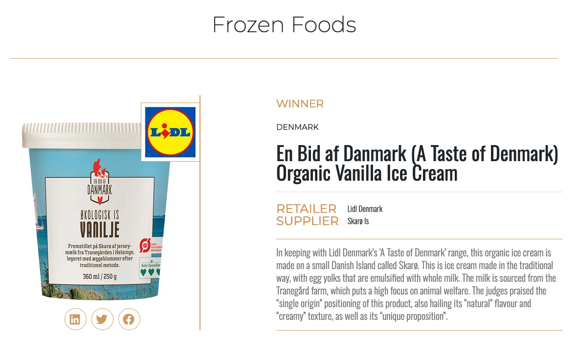 Skarø Is og LIDL vinder Private Label Awards 2023
